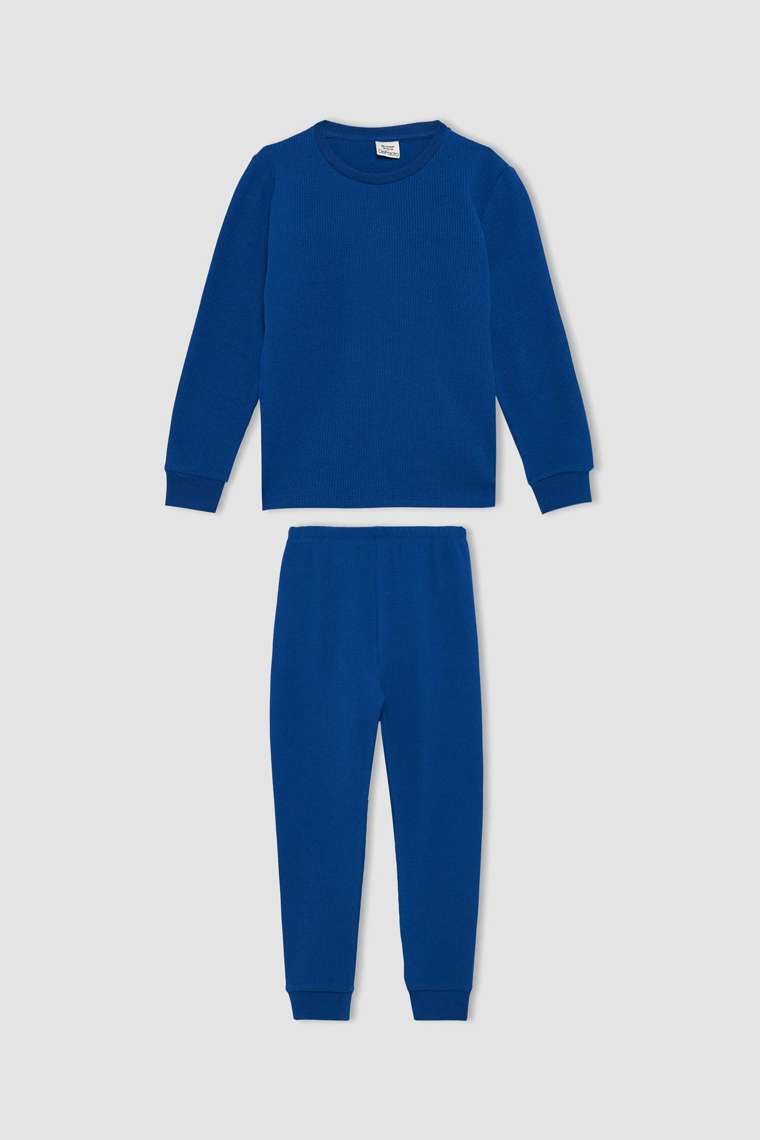 Blue Boys & Teens Boys Reversible Long Sleeve Waffle Pajamas Set ...