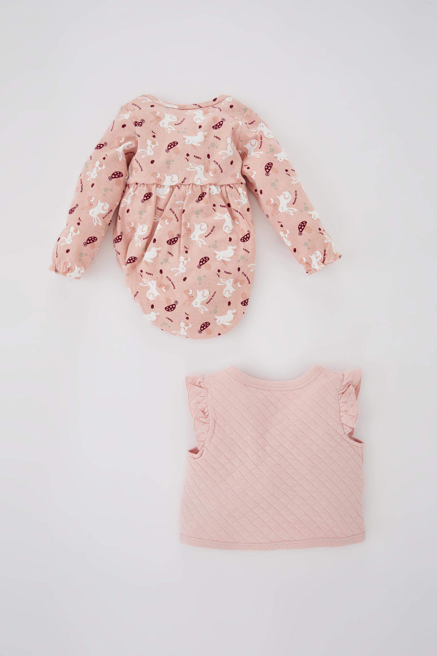 Pink BABY GIRL 3 piece Regular Fit Envelope Neck Set 2683800 | DeFacto