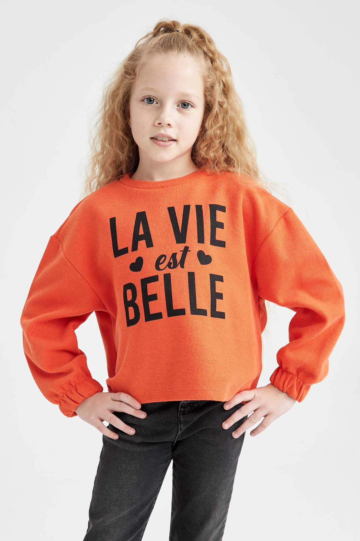Orange GIRLS & TEENS Girl Crop Crew Neck Sweatshirt 2720230 | DeFacto
