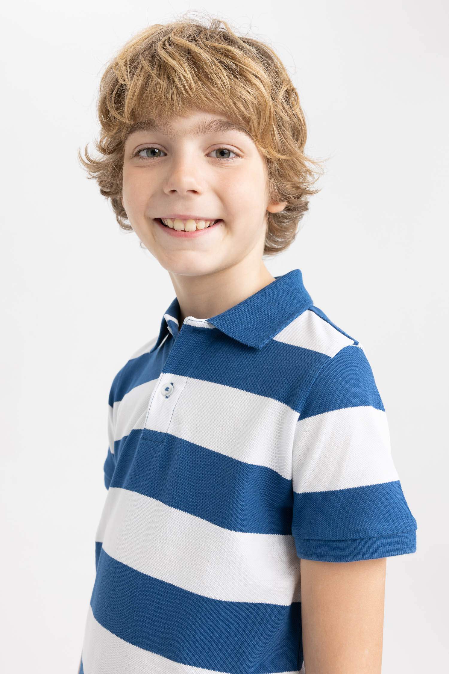 Blue Boys & Teens Boy Regular Fit Polo Neck Pique Short Sleeved Polo T ...