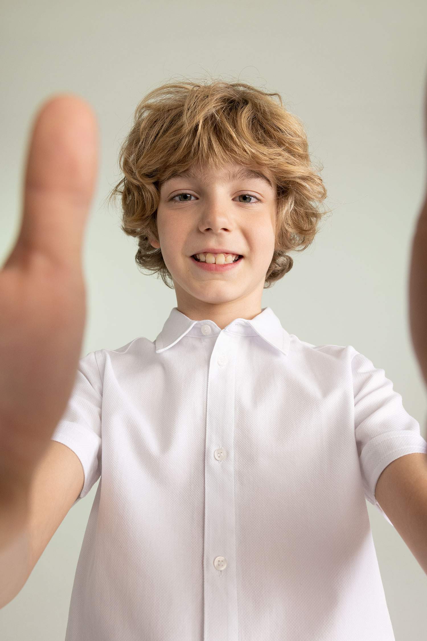 Ecru BOYS & TEENS Boy Regular Fit Polo Neck Cotton Short Sleeve Shirt ...