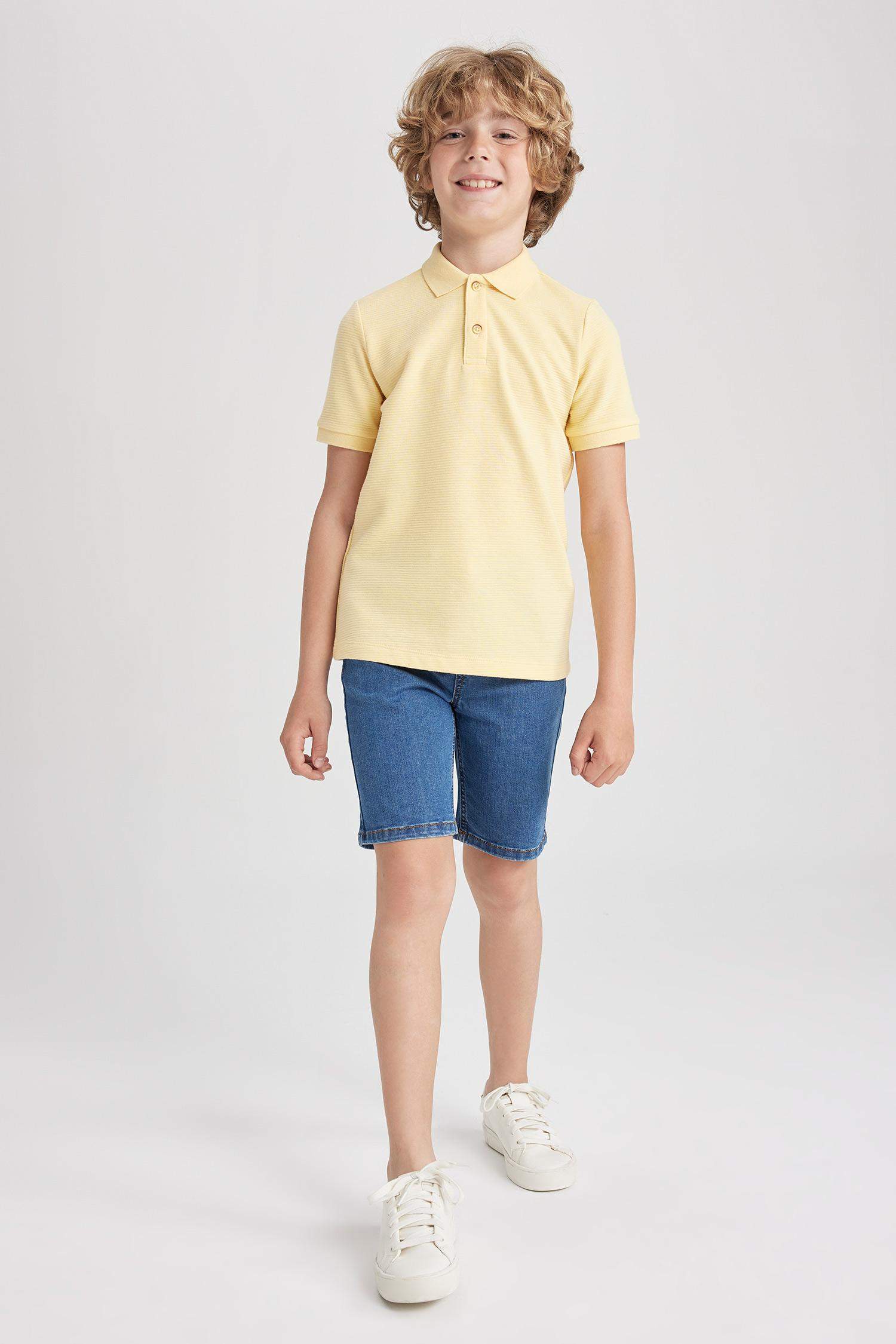 Yellow Boys & Teens Boy Regular Fit Polo Neck Pique Short Sleeved Polo ...