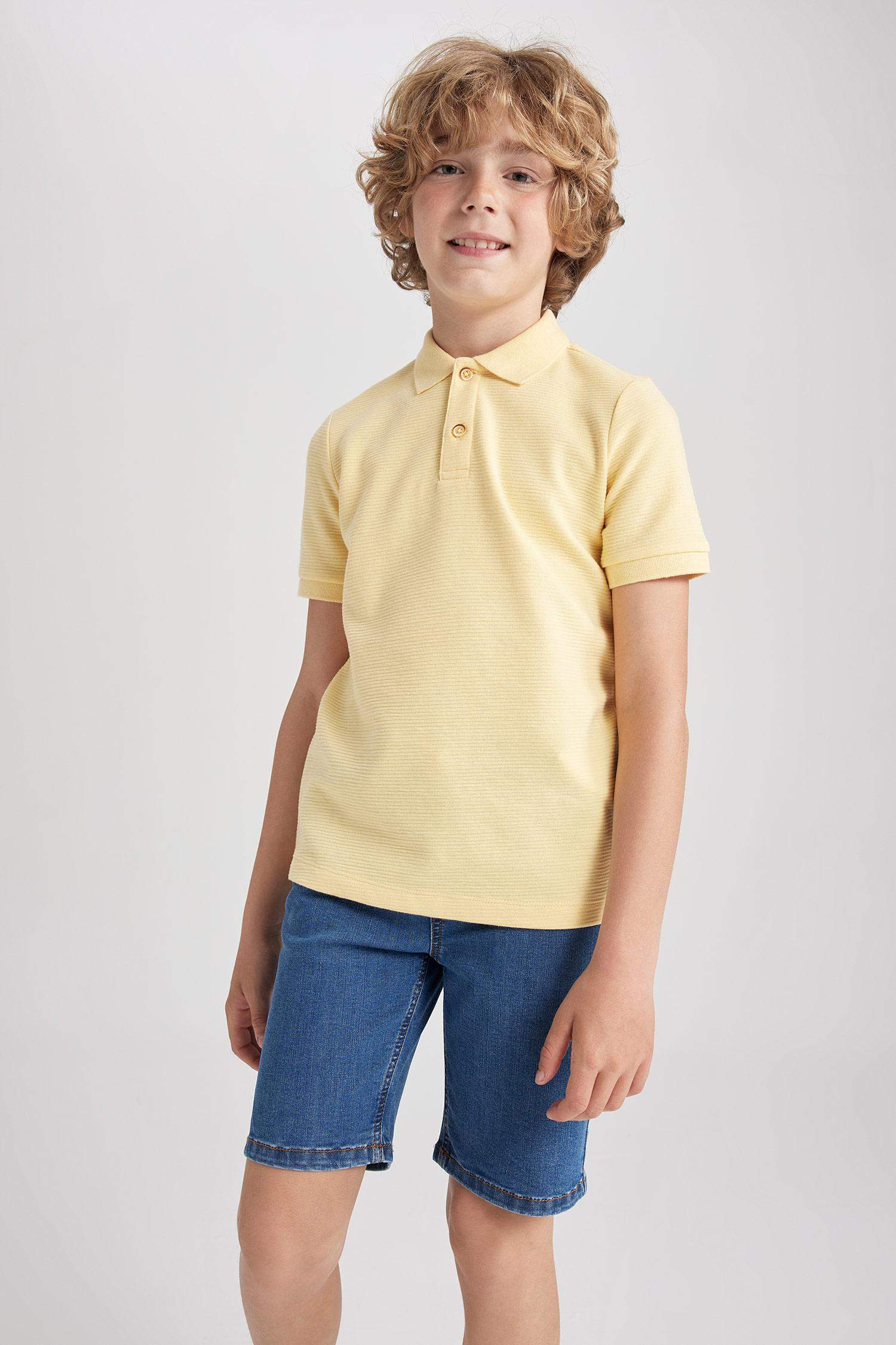 Yellow Boys & Teens Boy Regular Fit Polo Neck Pique Short Sleeved Polo ...