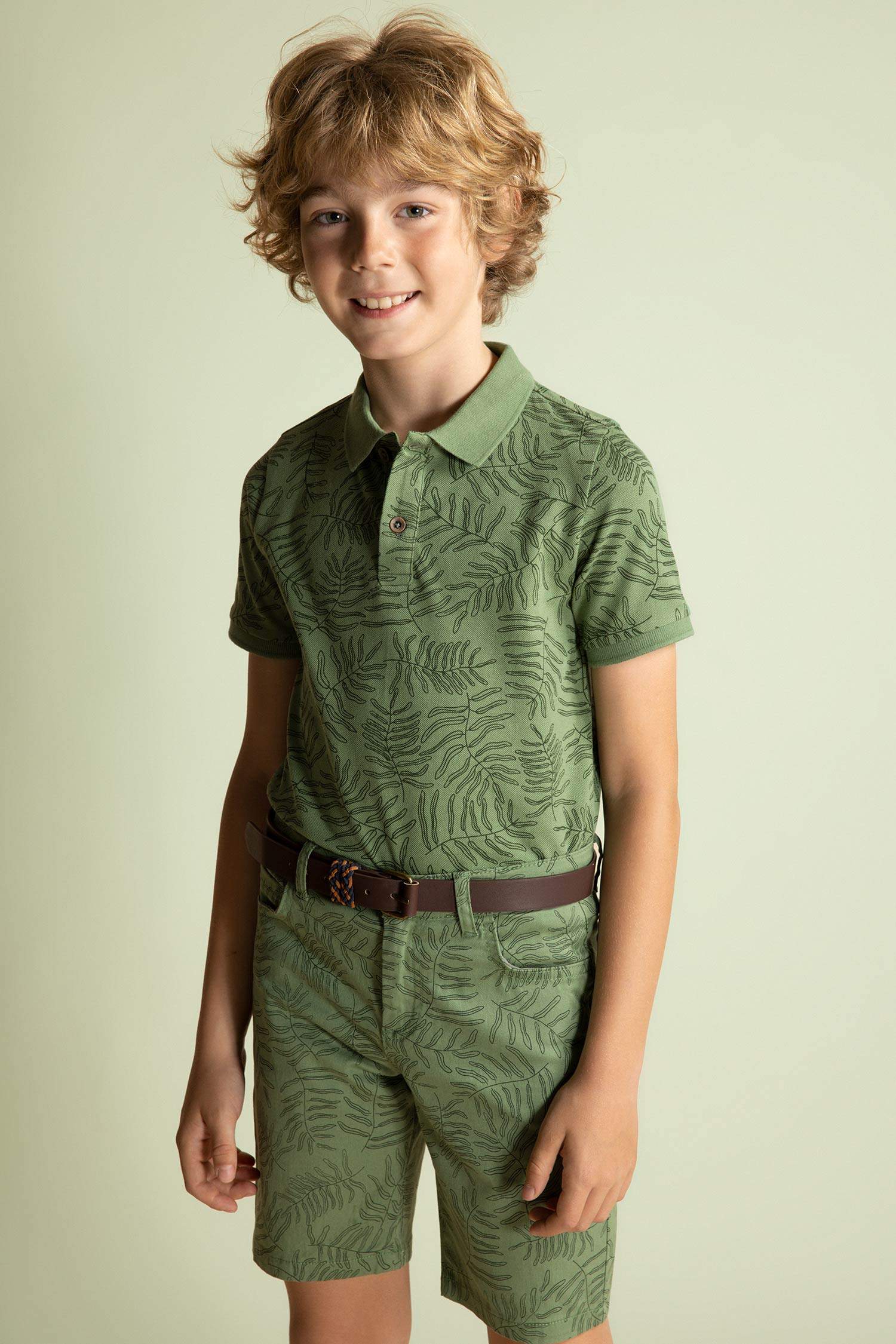 Green BOYS & TEENS Boy Regular Fit Polo Neck Pique Short Sleeved Polo T ...