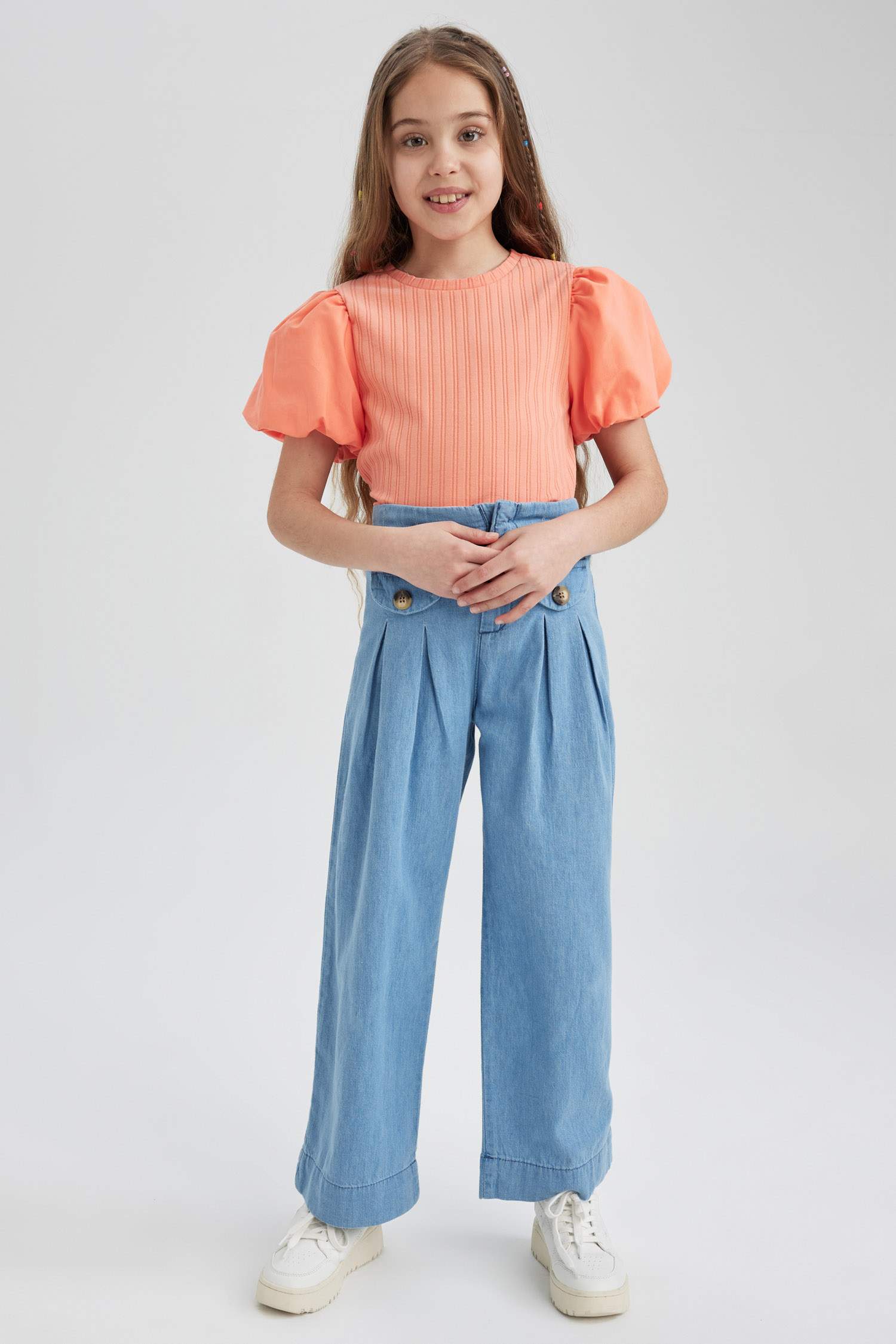 Blue Girls & Teens Girl Wide Leg Jean Trousers 2768342 | DeFacto
