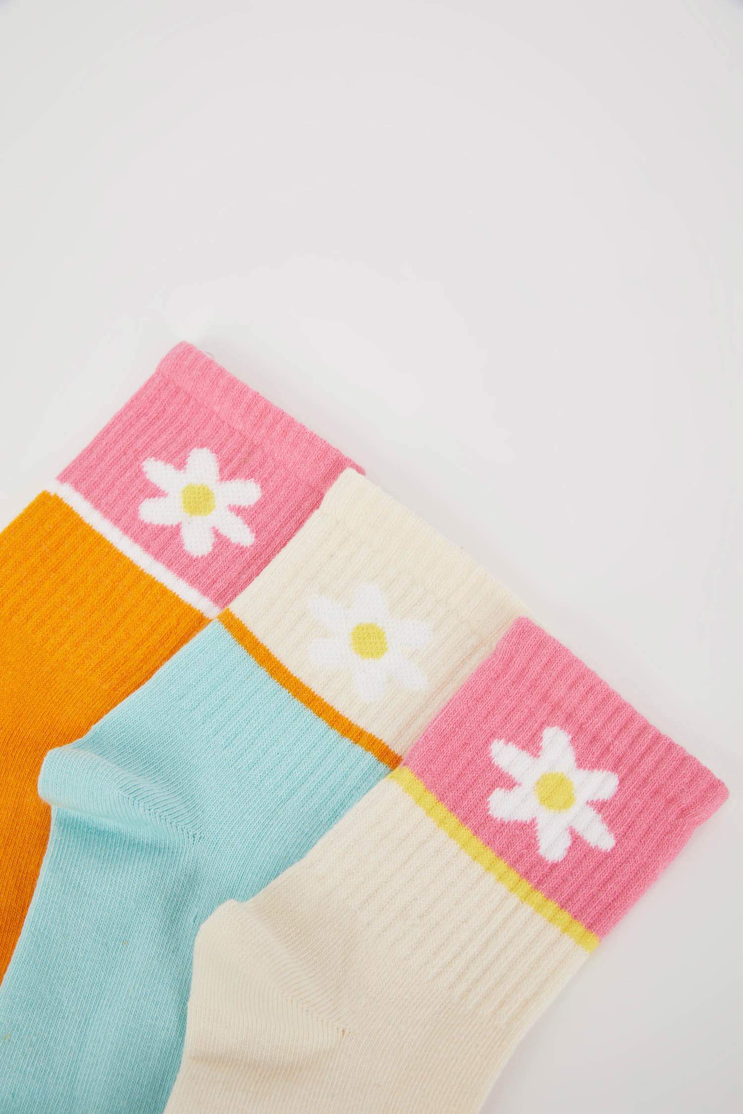 Mixed Color Girls & Teens Girl 3 Pack Cotton Long Socks 2758608 | DeFacto