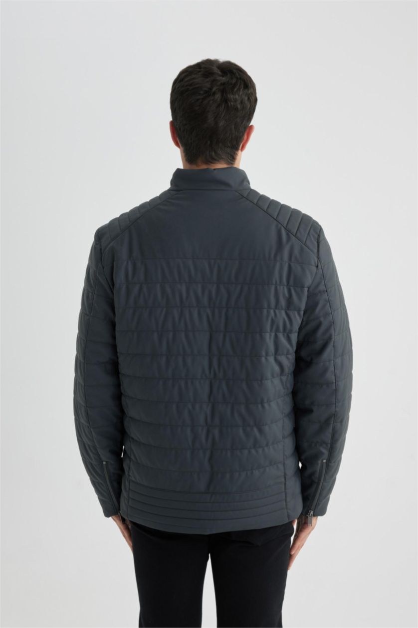 Anthracite Man Water Repellent Zipper Faux Leather Jacket 2936653 | DeFacto