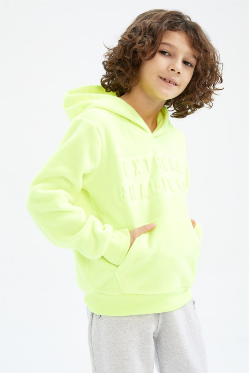 Jaune GARÇONS Sweat Garçon Regular Fit À Capuche Avec Poche Kangourou ...